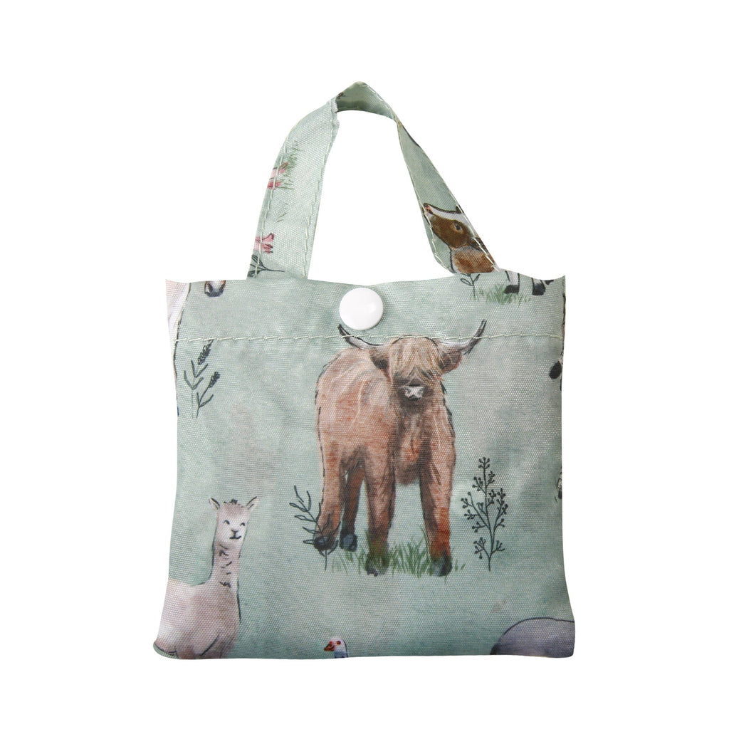Eco Chic Lightweight Foldable Reusable Shopping Bag Cottage Animals ...