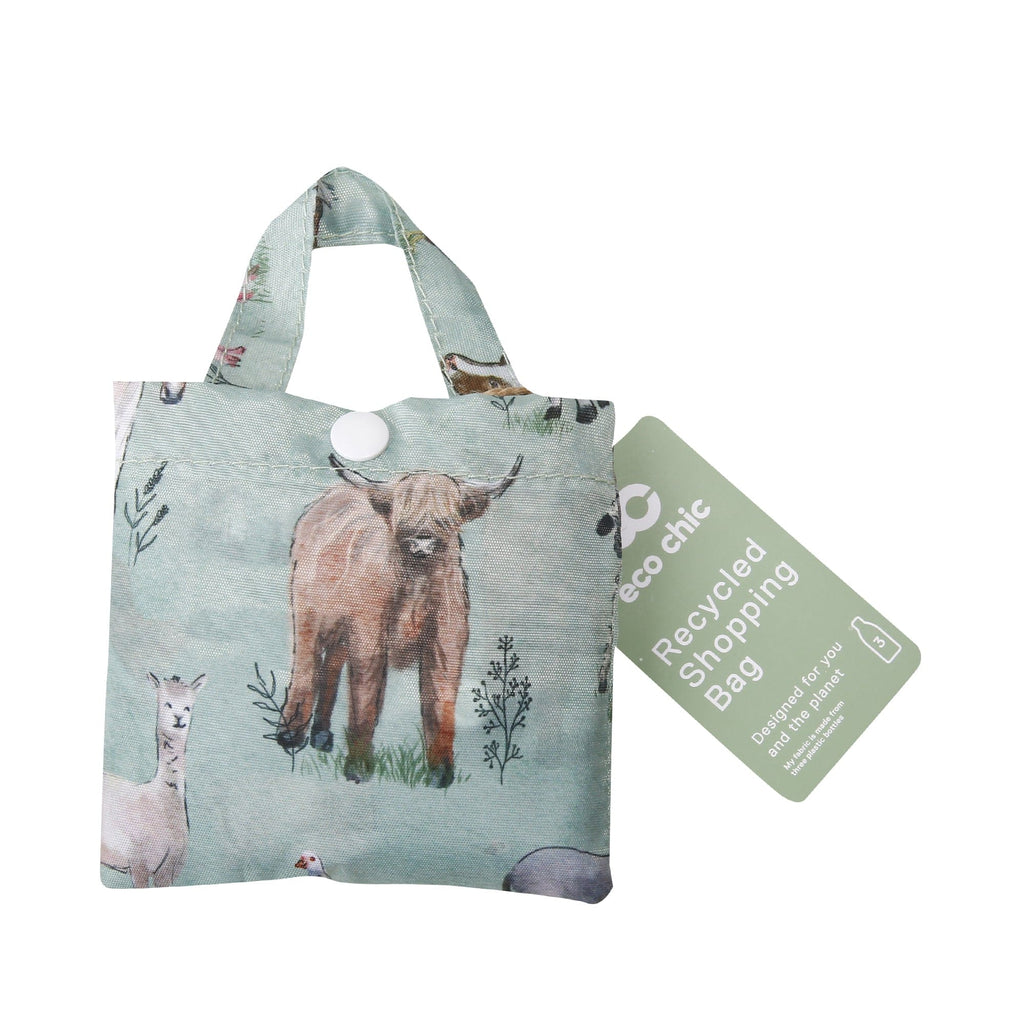 Eco Chic Lightweight Foldable Reusable Shopping Bag Cottage Animals ...