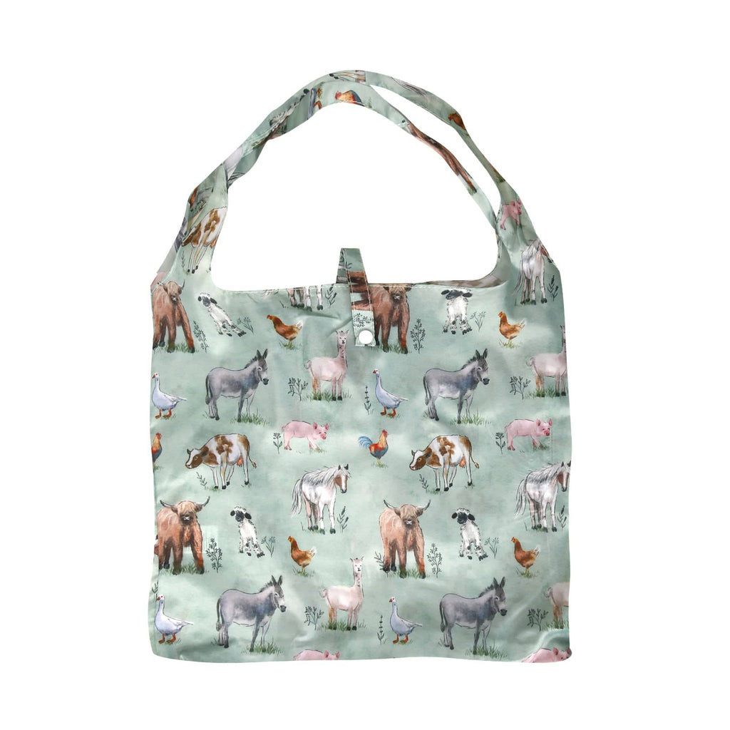 Eco Chic Lightweight Foldable Reusable Shopping Bag Cottage Animals ...